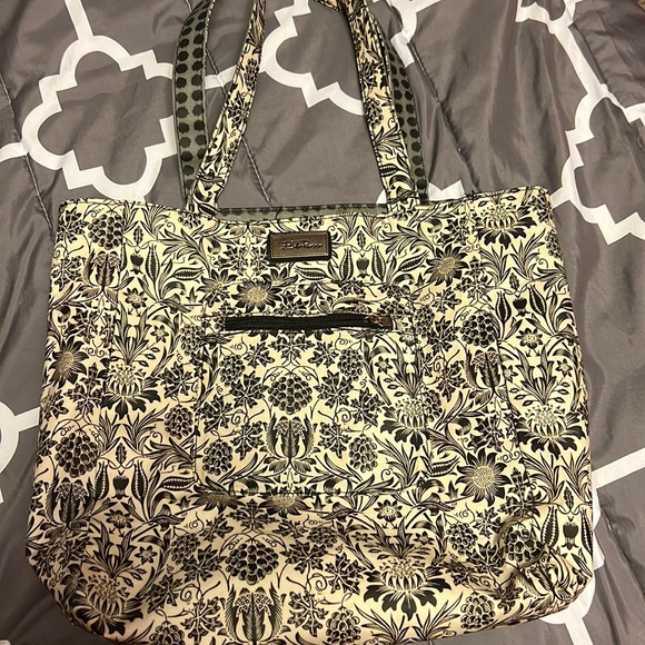 Bella Russo | Bags | Bella Russo Black And White Floral Tote Bag | Poshmark